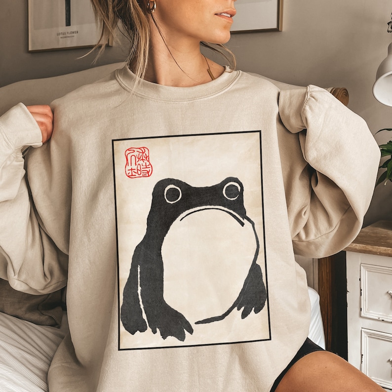 Frog Sweatshirt Vintage, Grumpy Frog Sweat Shirt, Unimpressed Frog ...