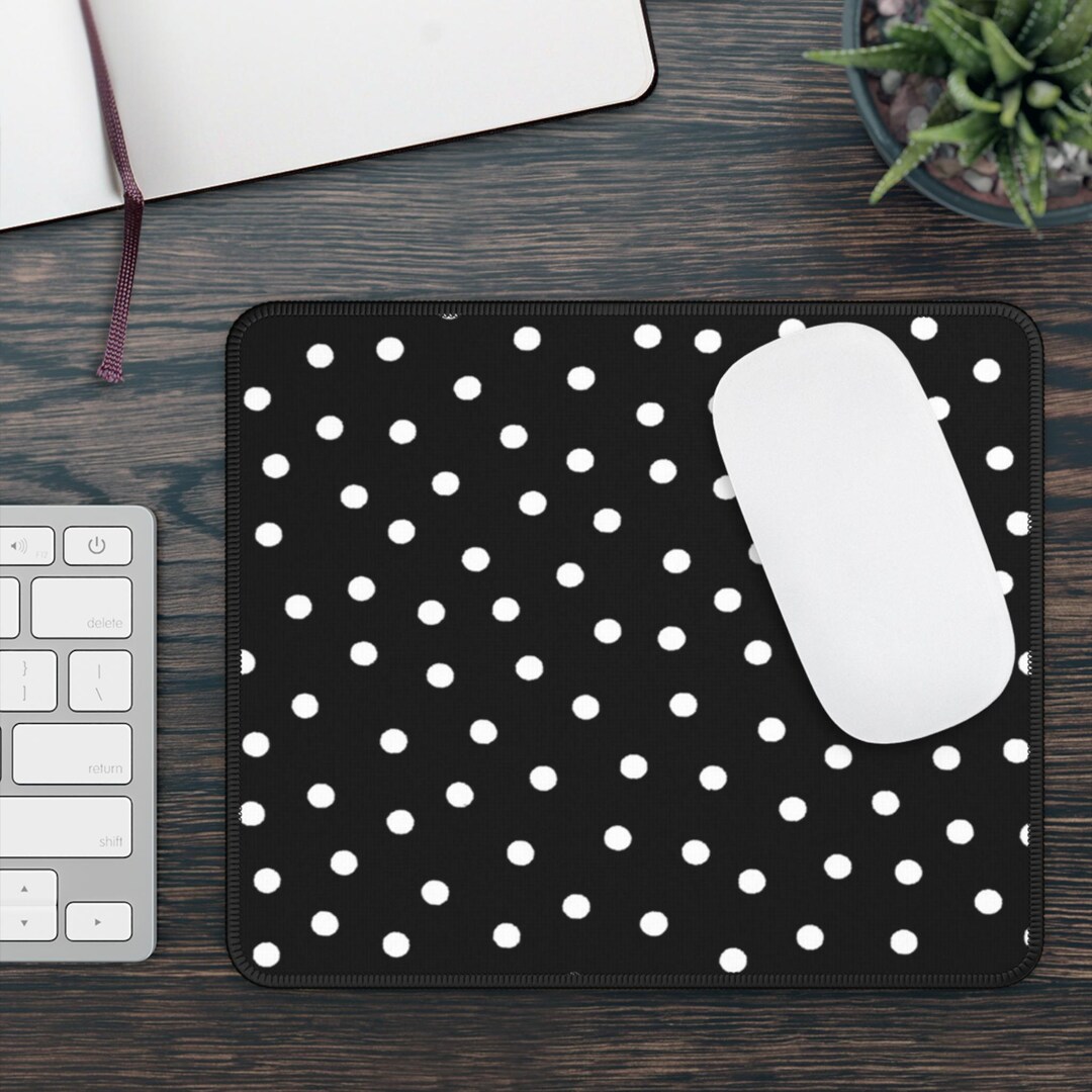 Polka Dots White Desk Mat Aesthetic Dalmation Large Computer Mat Trendy ...