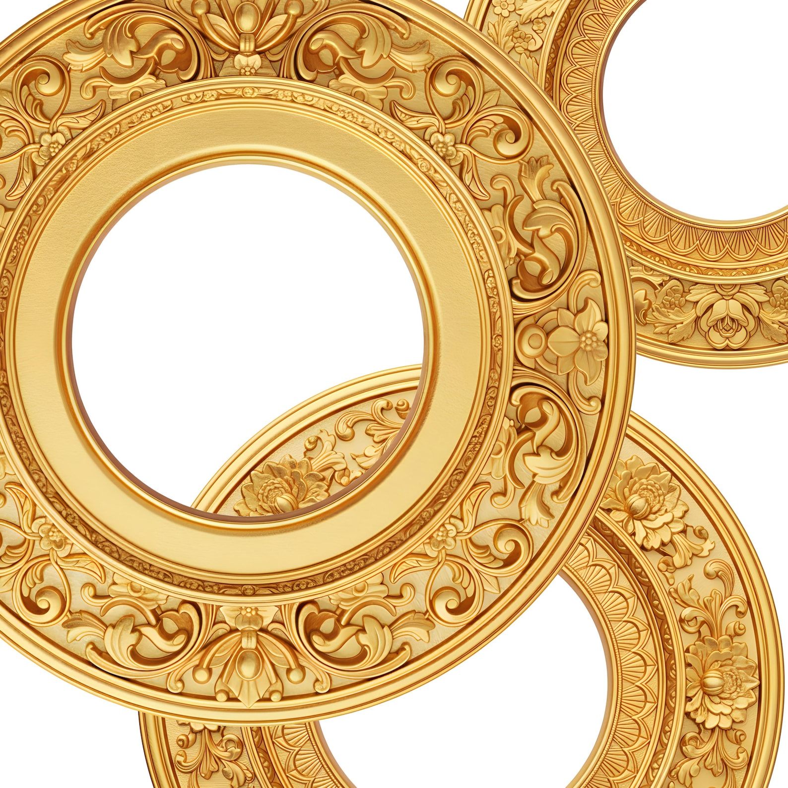 8 Antique Gold Round Frames PNG, Ornate Floral Circle Clipart ...