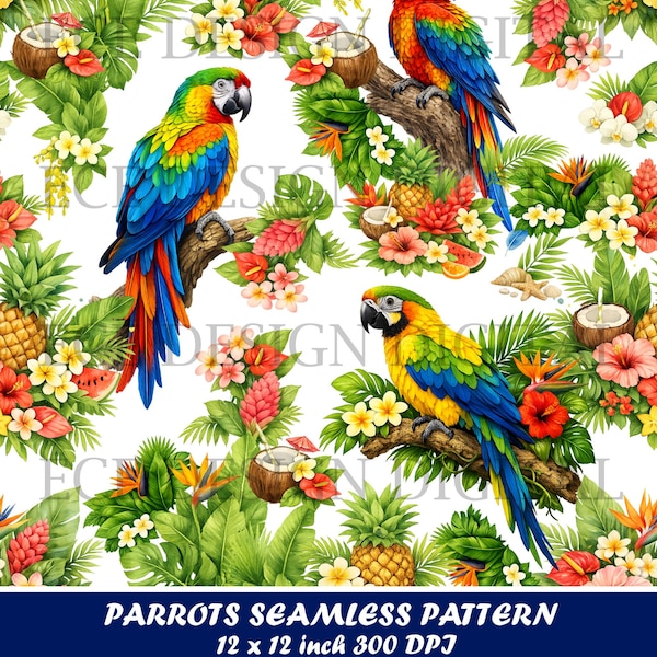 Parrots Seamless Patterns - Etsy