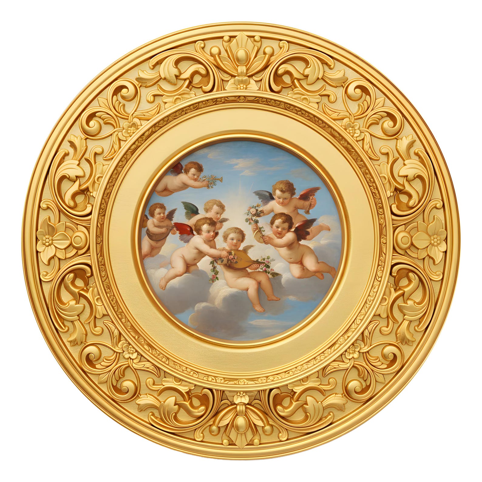 8 Antique Gold Round Frames PNG, Ornate Floral Circle Clipart ...