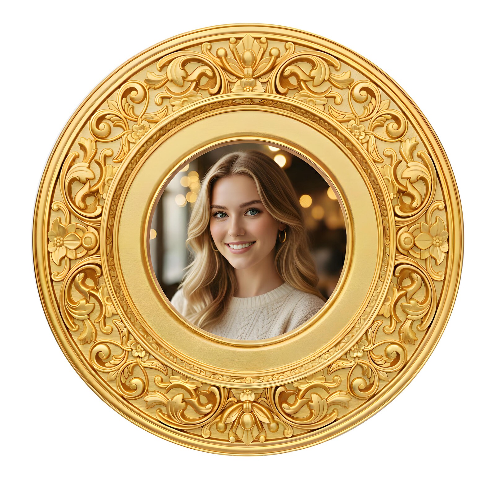 8 Antique Gold Round Frames PNG, Ornate Floral Circle Clipart ...