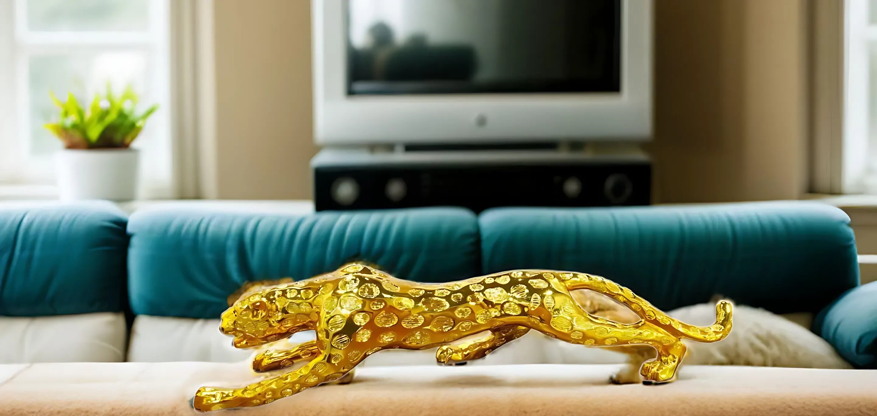 Panther Sculpture Resin Hand Carved Realistic Animal Figurine for Home ...