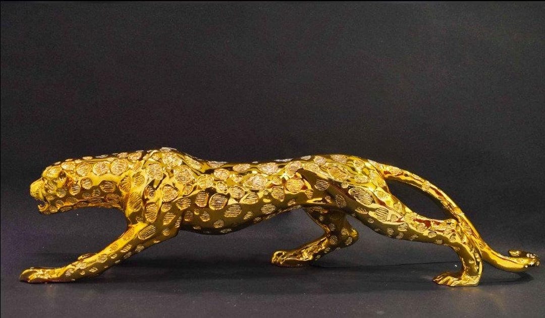 Panther Sculpture Resin Hand Carved - Realistic Animal Figurine for ...