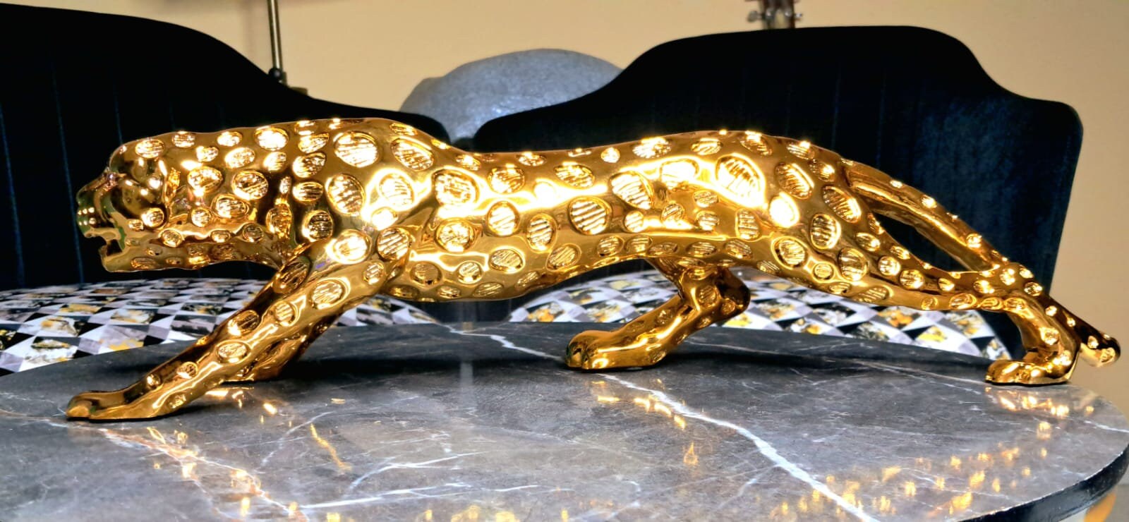 Panther Sculpture Resin Hand Carved Realistic Animal Figurine for Home ...