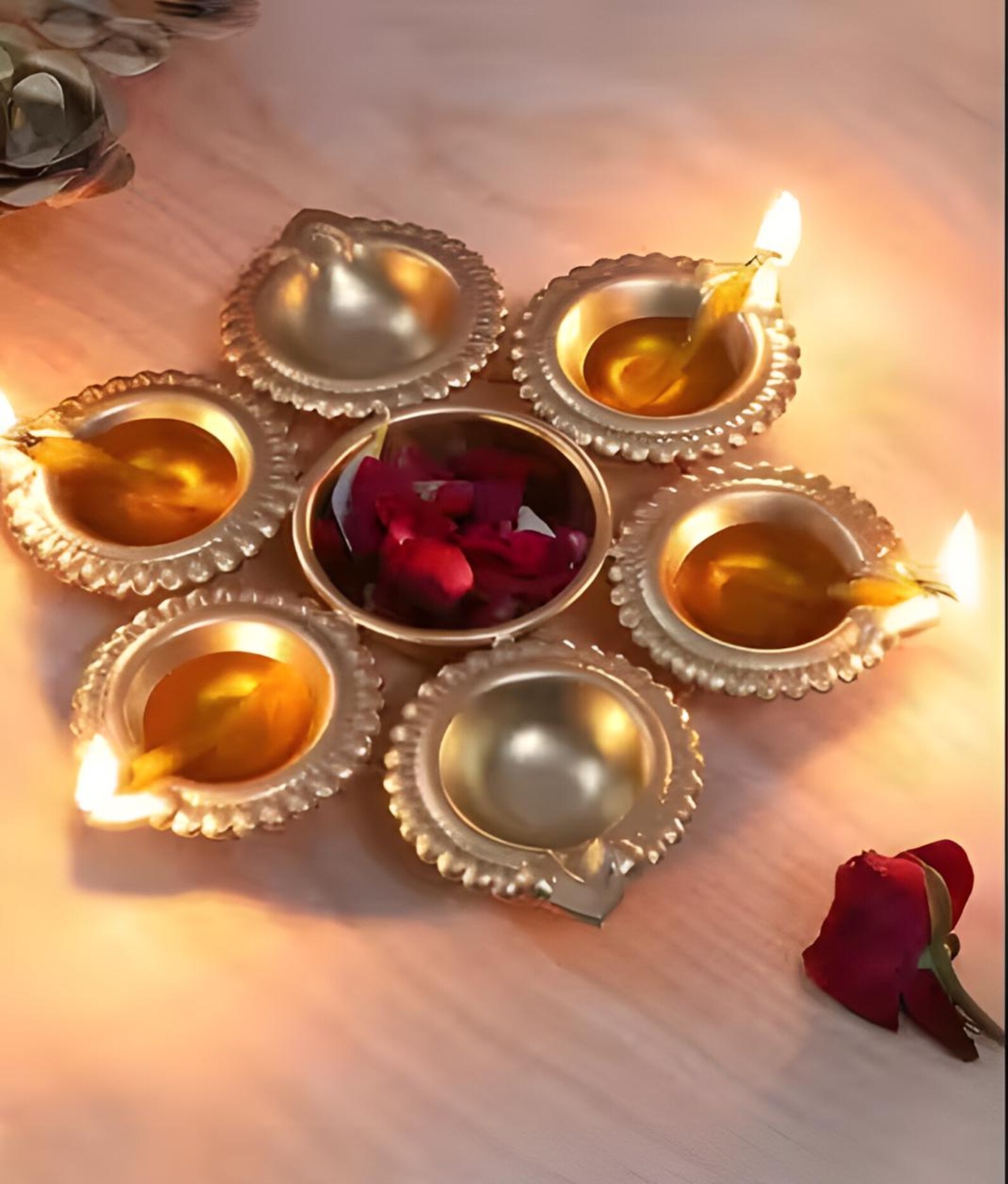 Festive Diya Urli Bowl Set: Diwali Candle Holder, Indian Decor (pack of ...
