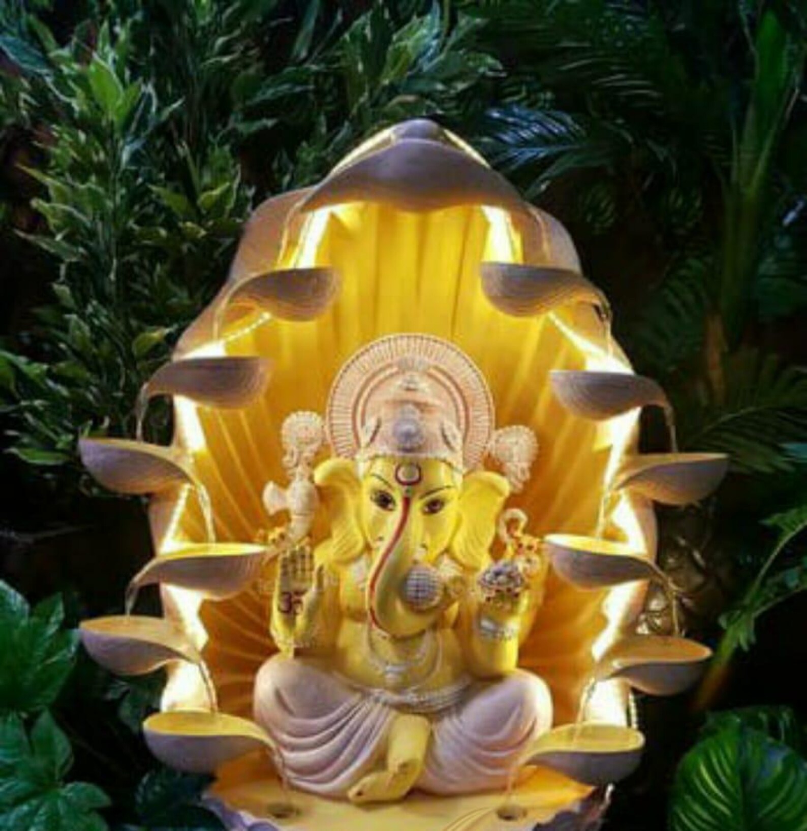 Lord Ganesha Mandir Diya Lamp Cascading Waterfall Indoor Outdoor Led ...