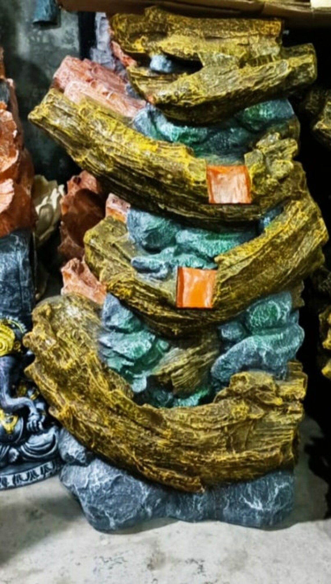 Cascading Rock Shape Waterfall Fountain Polyresin Marble Dust LED Light ...
