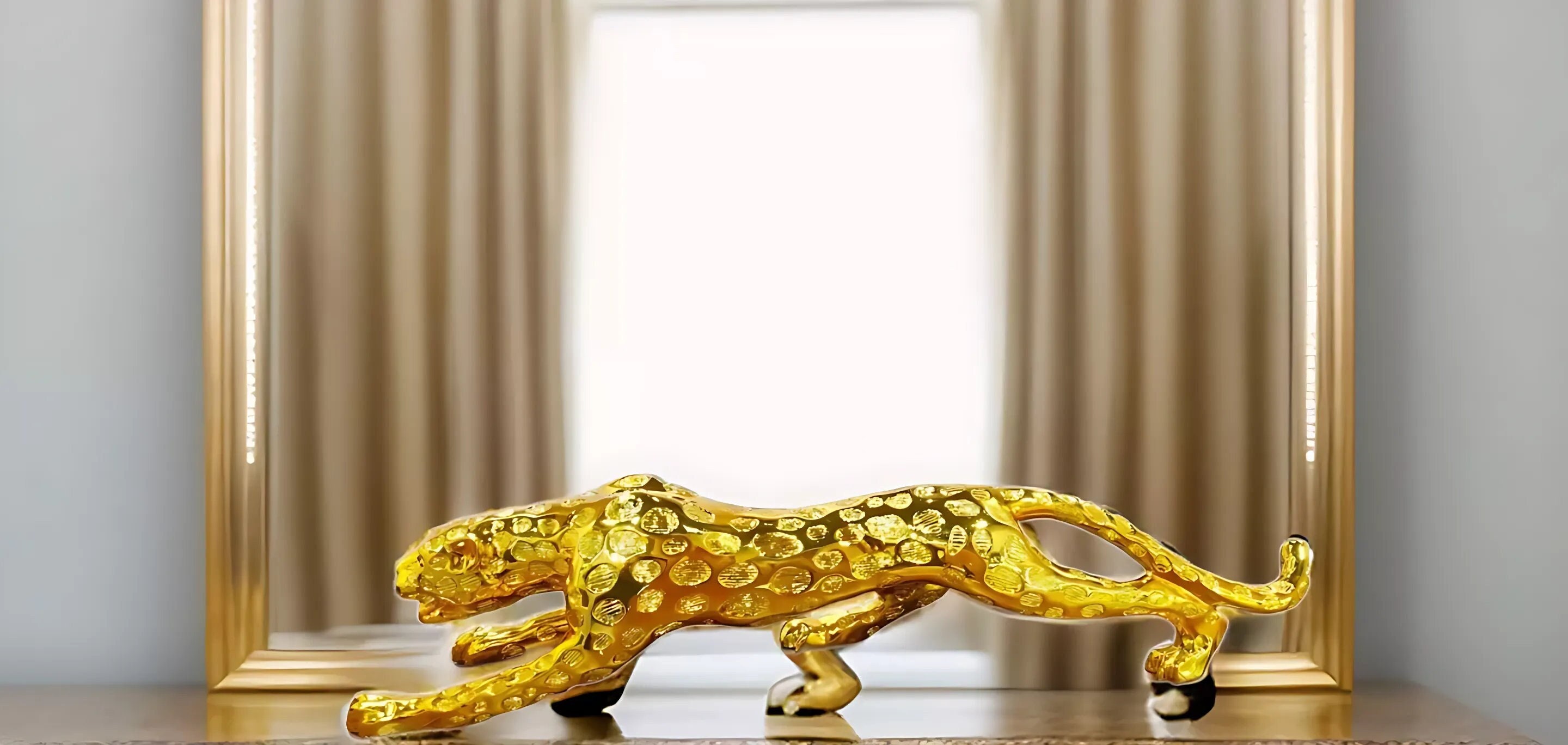 Panther Sculpture Resin Hand Carved Realistic Animal Figurine for Home ...