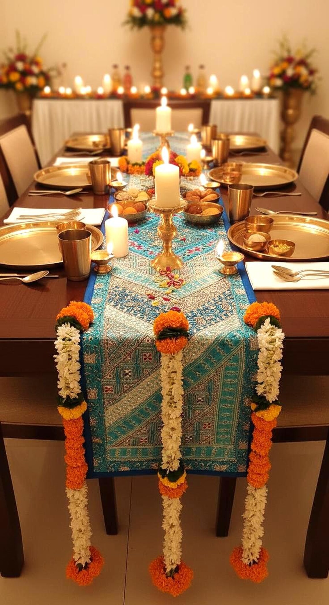 Handmade Patchwork Table Runner: Embroidered Indian Sari, 60" X 12" - Etsy