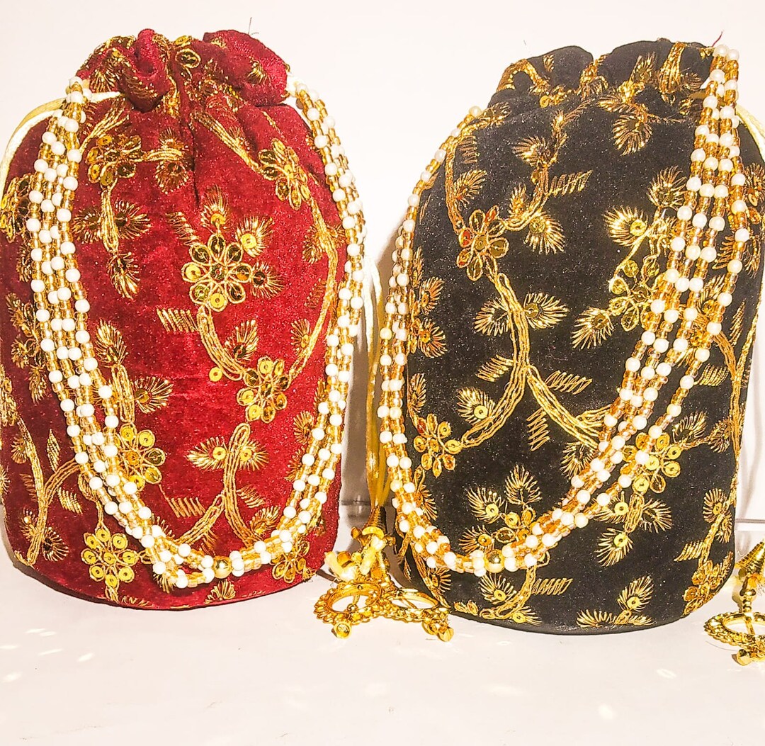 Indian Royal Red & Black Potli Mehndi Potli Sagan Potli - Etsy