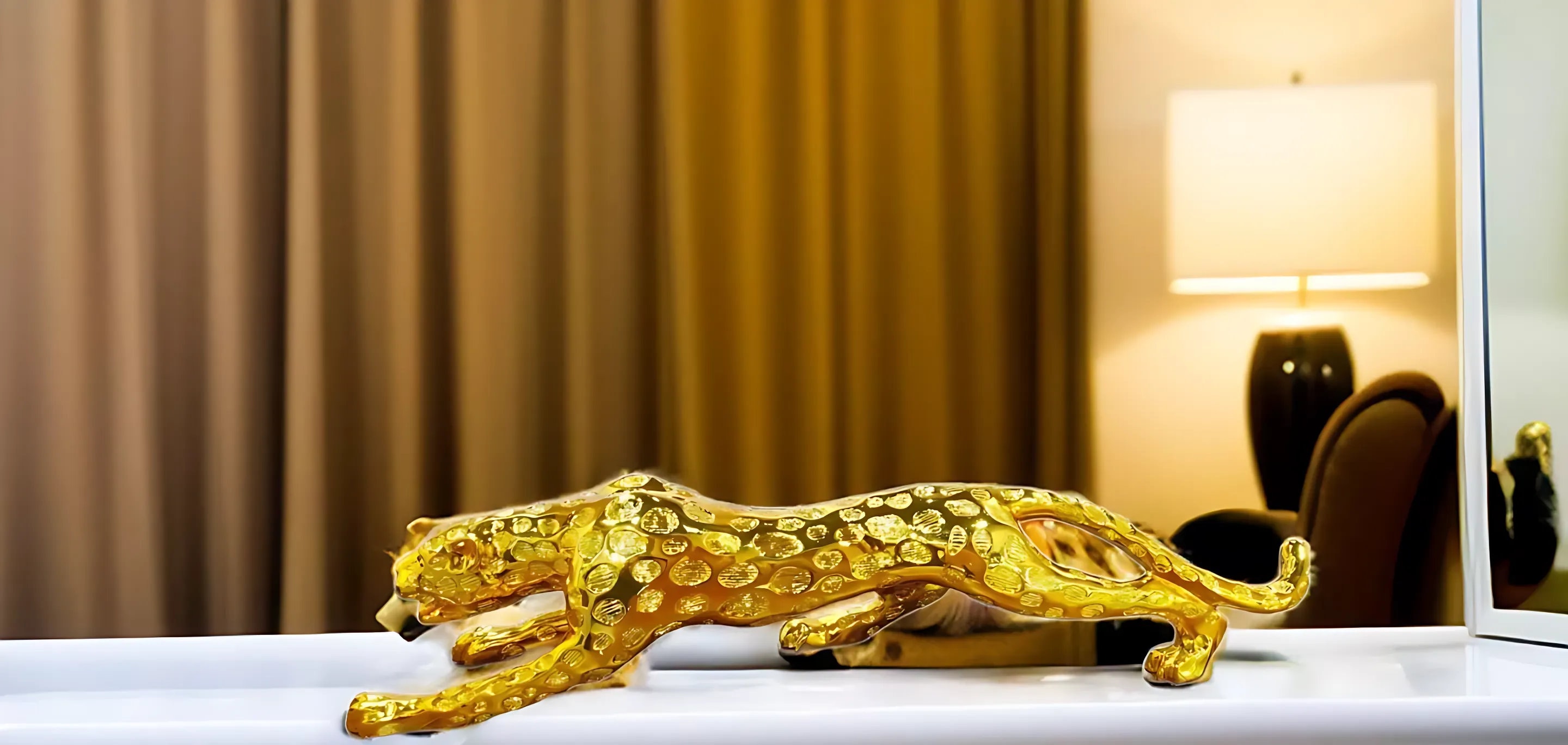 Panther Sculpture Resin Hand Carved Realistic Animal Figurine for Home ...