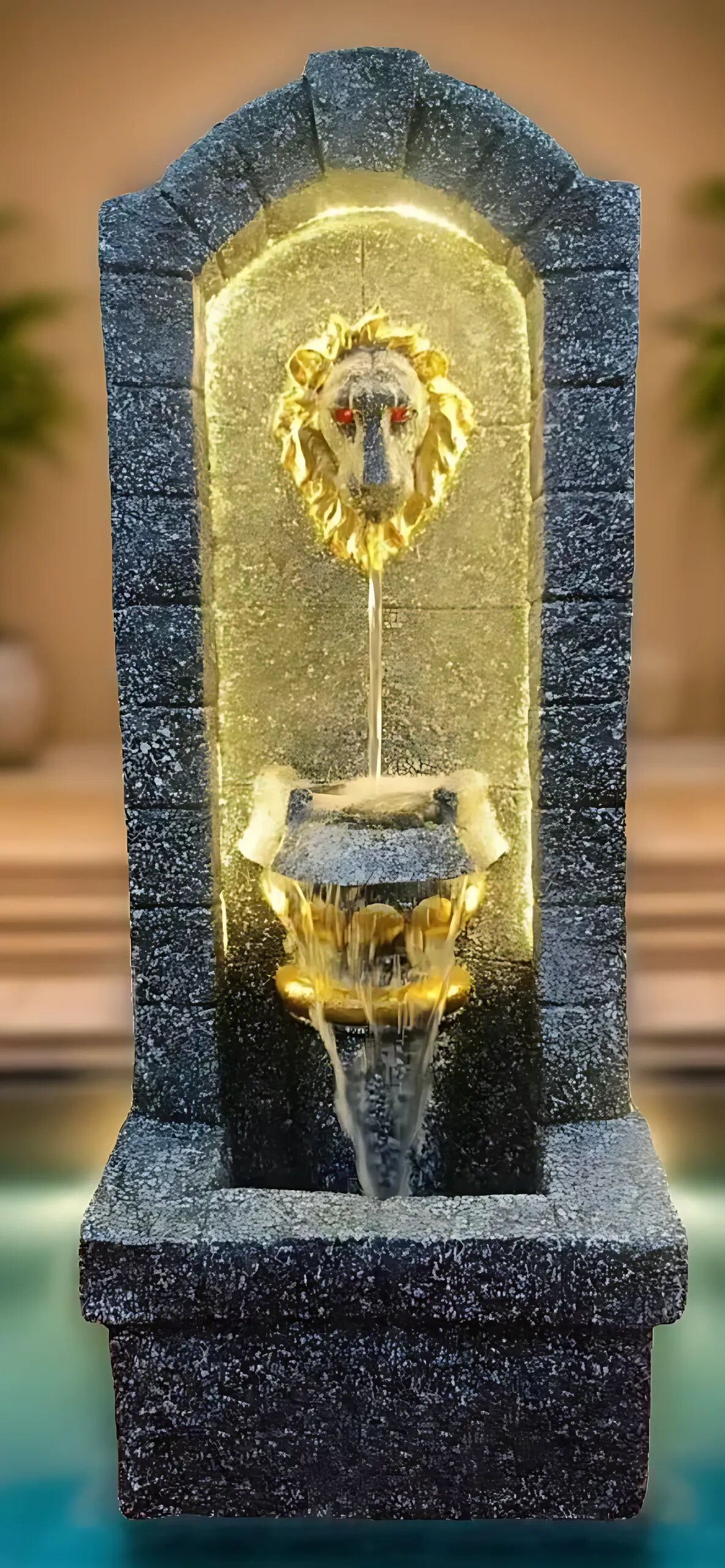 Lion Waterfall Fountain: Indoor Outdoor Garden Decor - Etsy