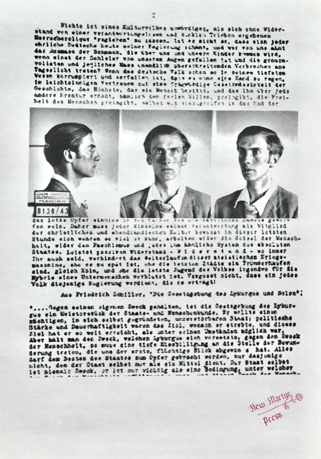 St. Alexander Schmorell Mugshot Risograph Print (A4) (newsprint) - Etsy