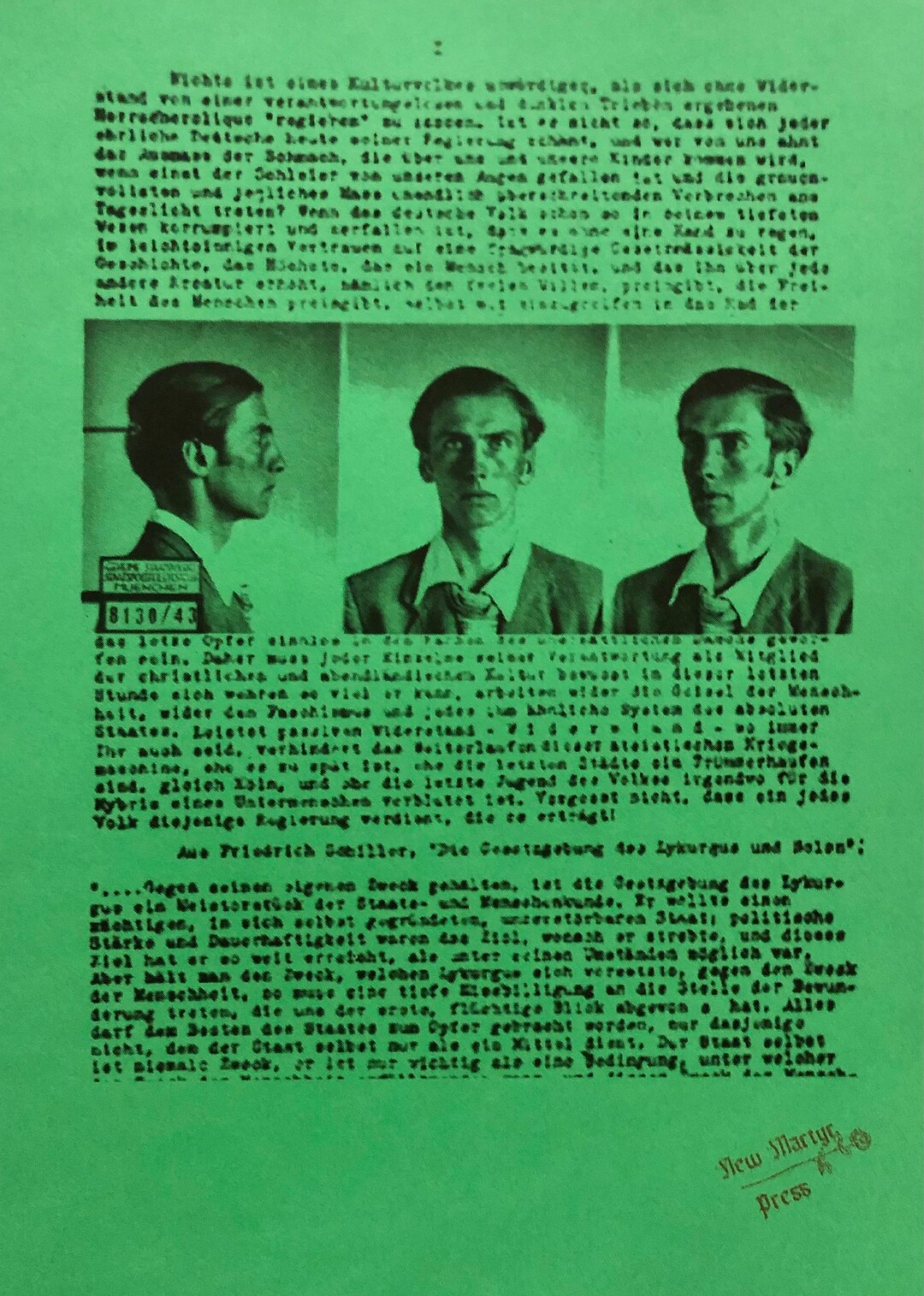 St. Alexander Schmorell Mugshot Risograph Print (A4) (green) - Etsy