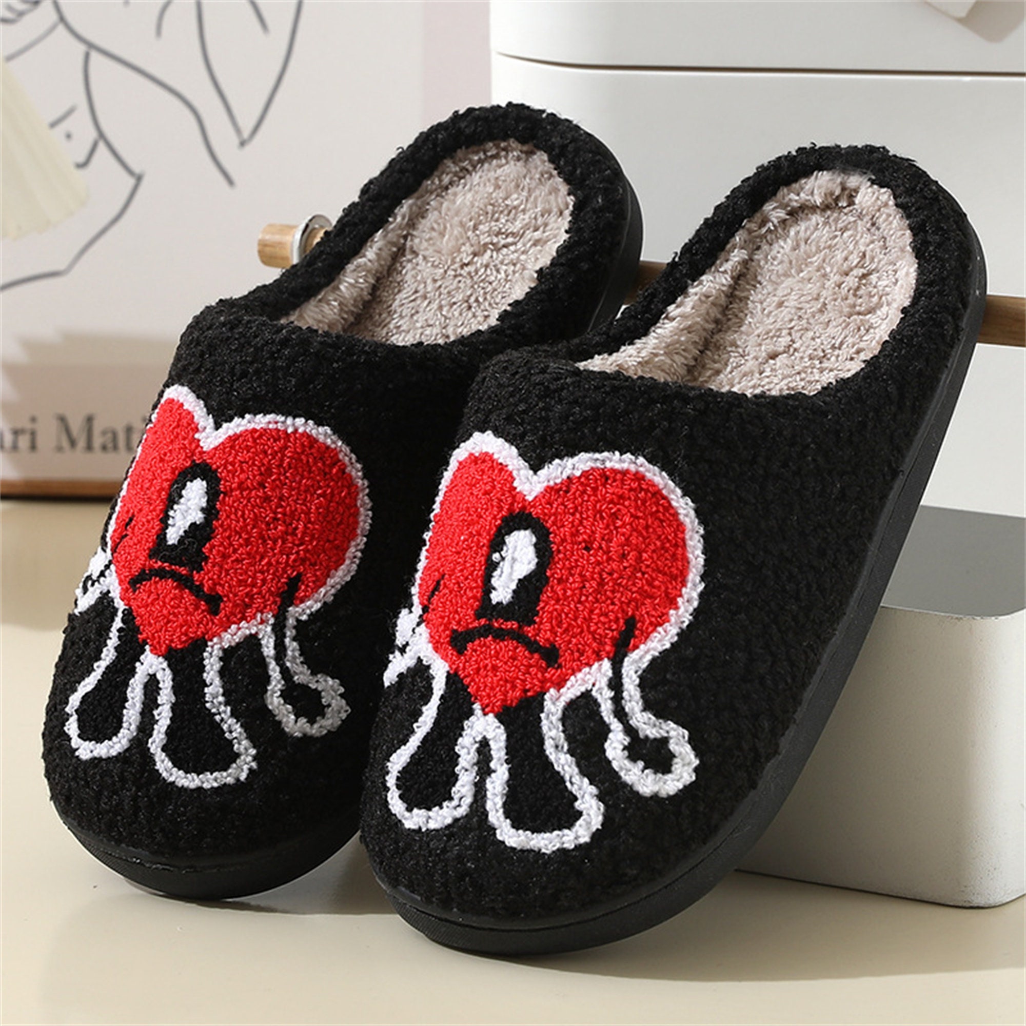 Bad Bunny Heart Slippers, Fluffy Un Verano Sin Ti Slipper sold by ...