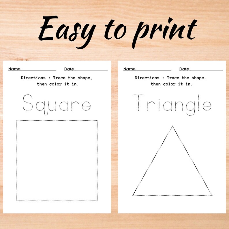 Trace the Shape Worksheets, Basic Shape Recognition, Preschool Shape ...