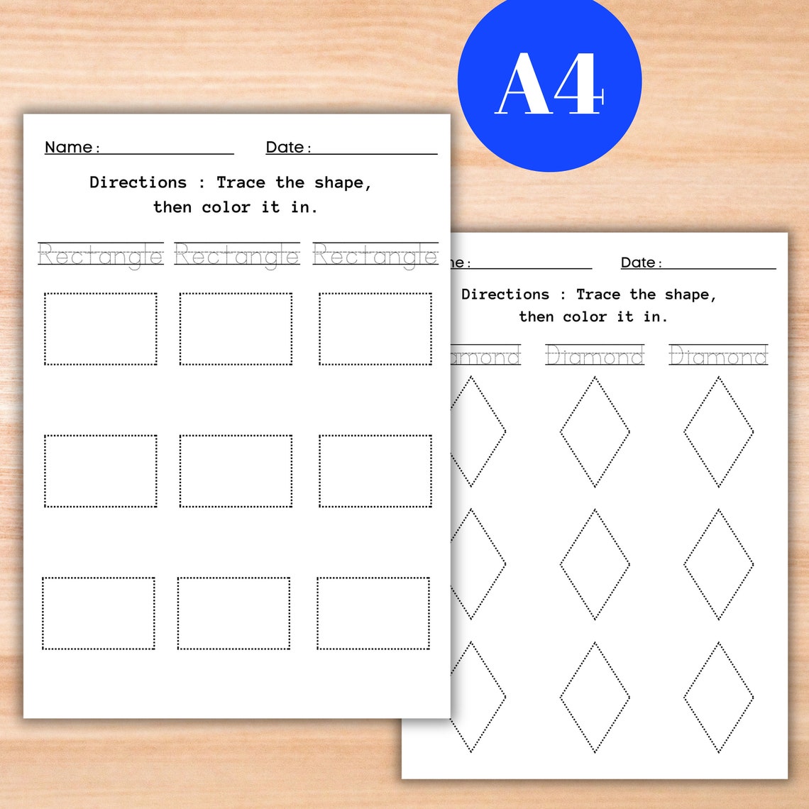 Trace the Shape Worksheets, Basic Shape Recognition, Shape Learning ...