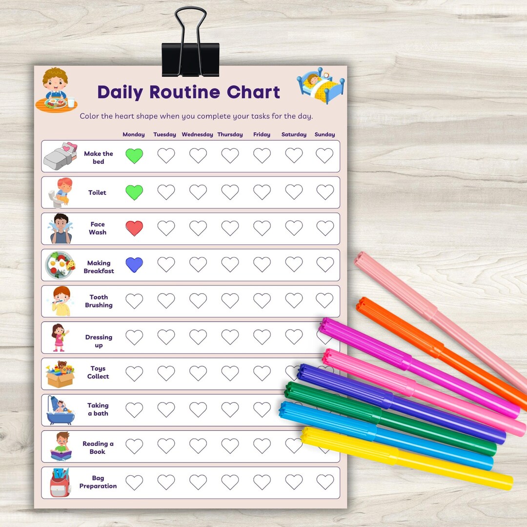 Buy Daily Routine Chart , Routines and Habits Board, Printable Planner ...