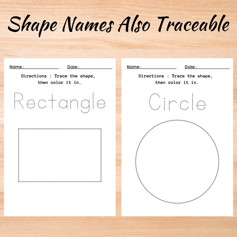 Trace the Shape Worksheets, Basic Shape Recognition, Preschool Shape ...