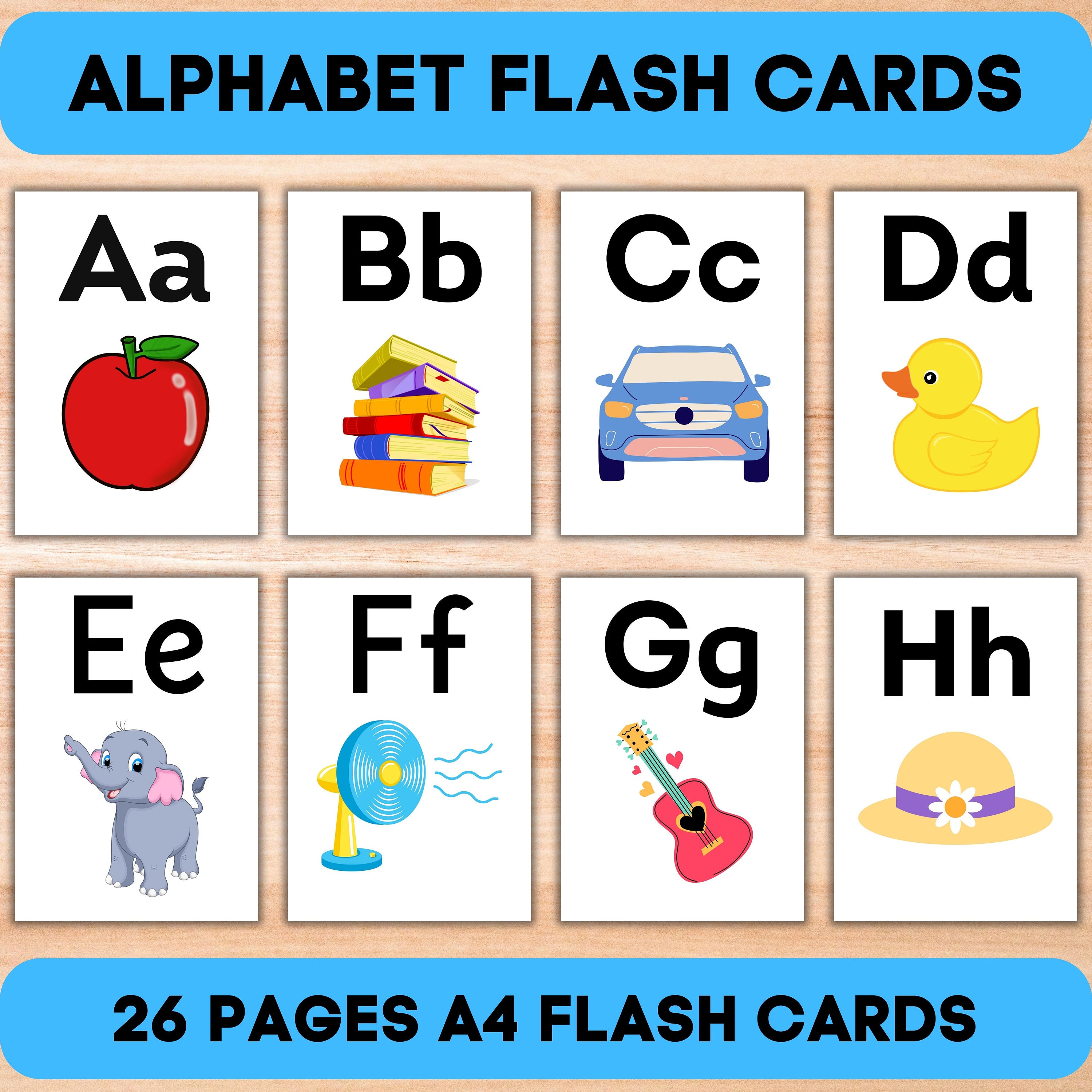 Alphabet Flash Cards, Preschool Educational Learning Materials, ABC ...