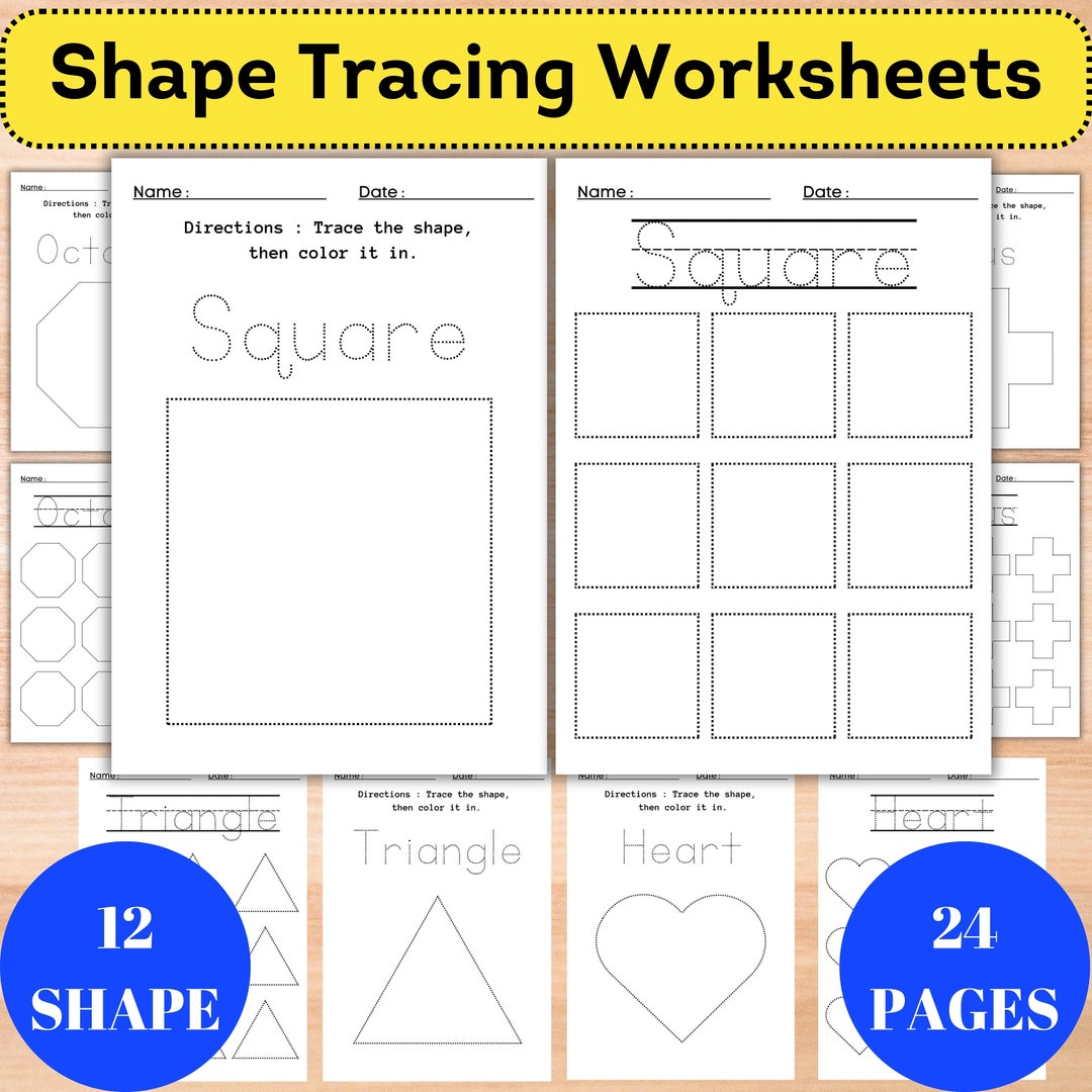 Preschool Shape Tracing Worksheets, Learn Square Triangle Rectangle ...
