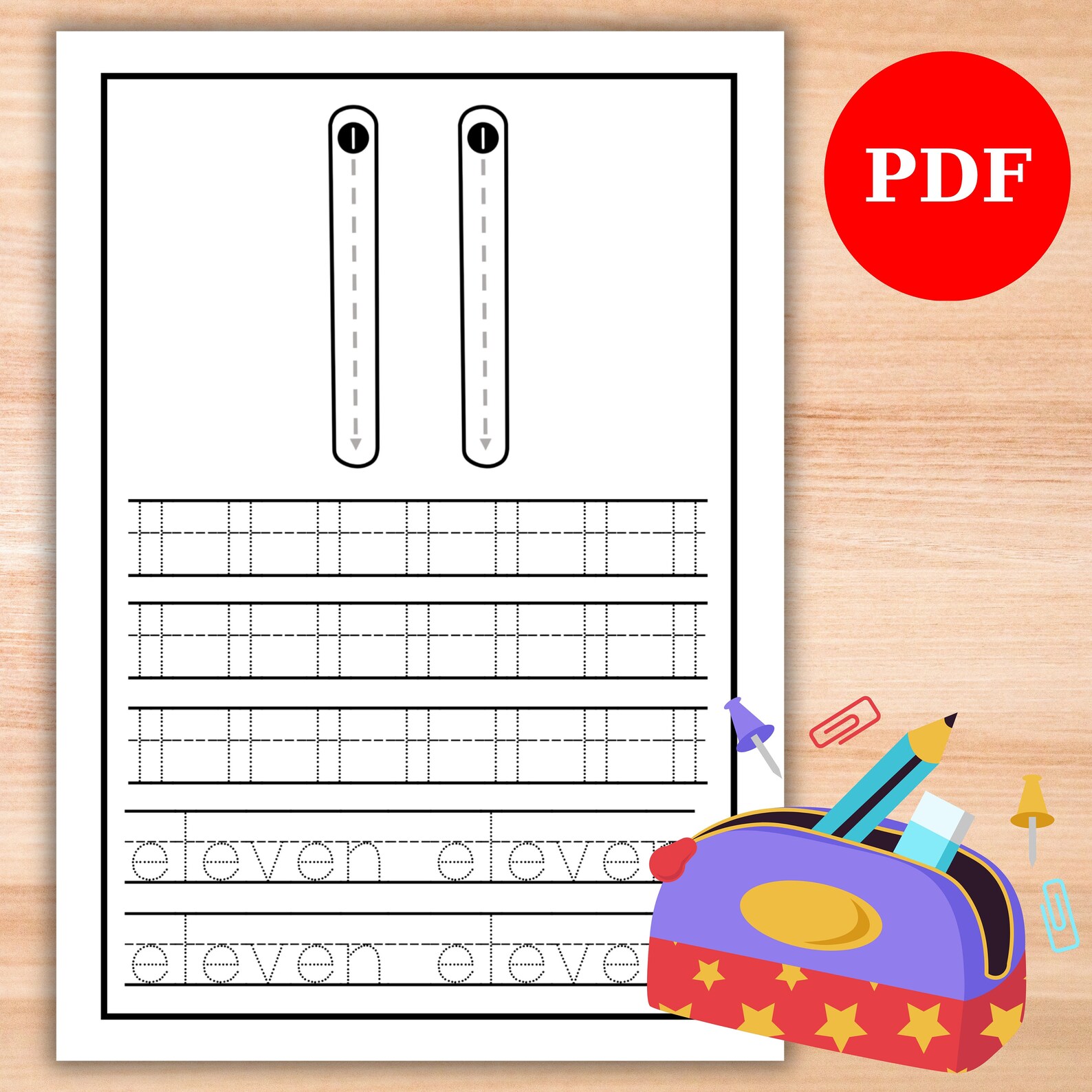 Tracing Numbers Worksheet, Numbers Handwriting Practice, 1 to 20 Basic ...