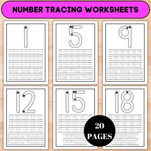 Tracing Numbers Worksheet, Numbers Handwriting Practice, 1 to 20 Basic ...