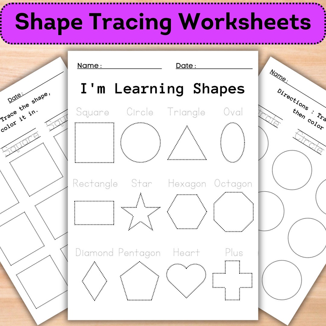 Trace the Shape Worksheets, Basic Shape Recognition, Shape Learning ...