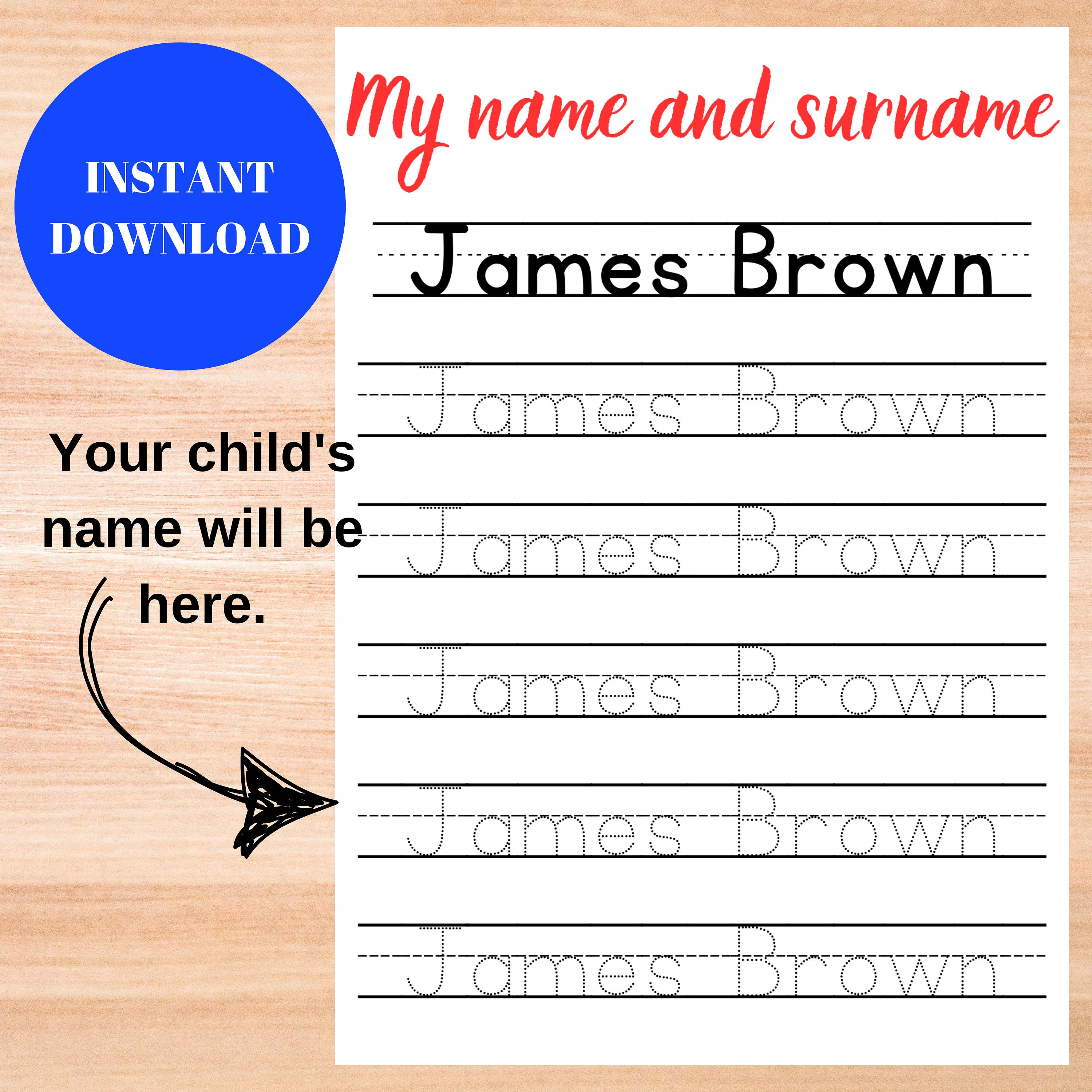Personalized Name Writing Exercise, Customized Name Writing Practice ...