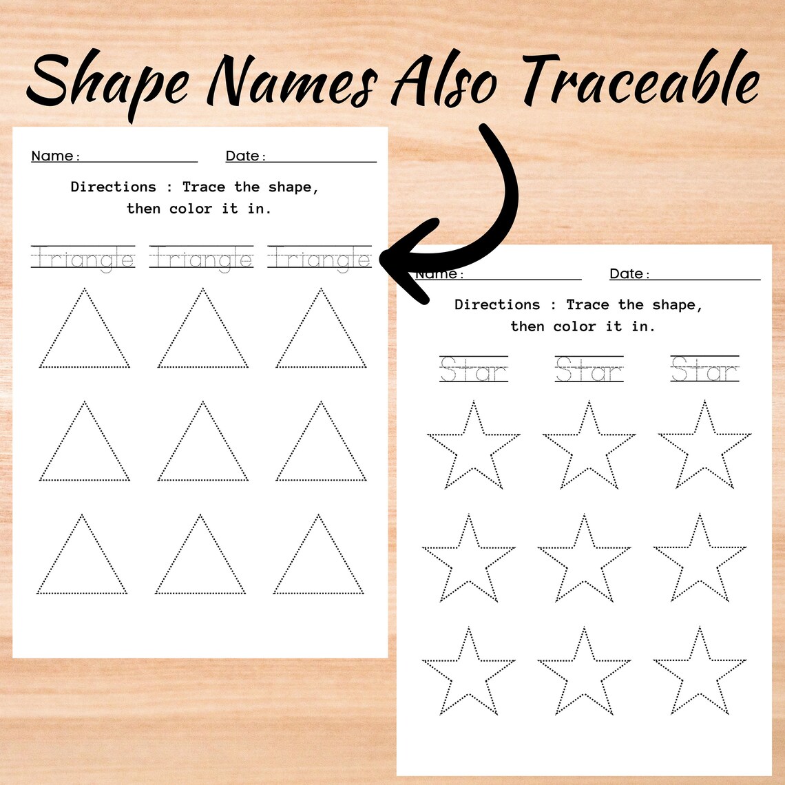 Trace the Shape Worksheets, Basic Shape Recognition, Shape Learning ...