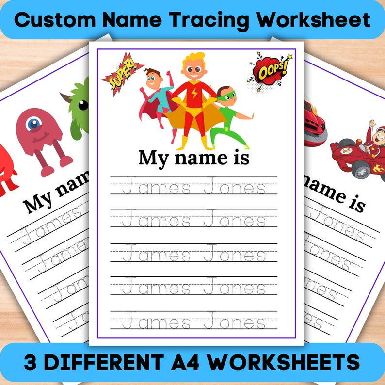 Custom Name Tracing Sheet, Name Trace Worksheet, Name Writing Practice ...