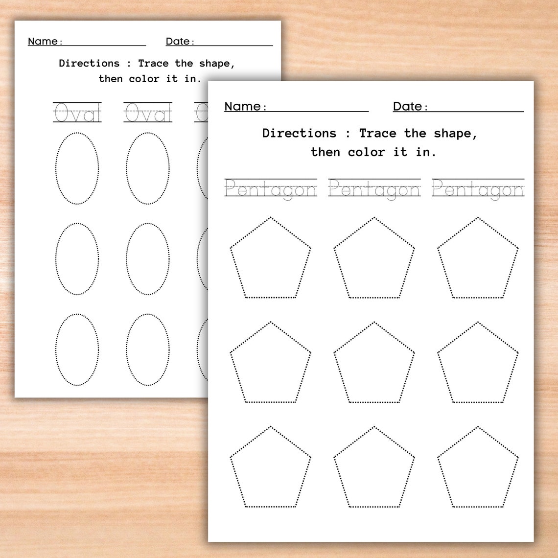 Trace the Shape Worksheets, Basic Shape Recognition, Shape Learning ...