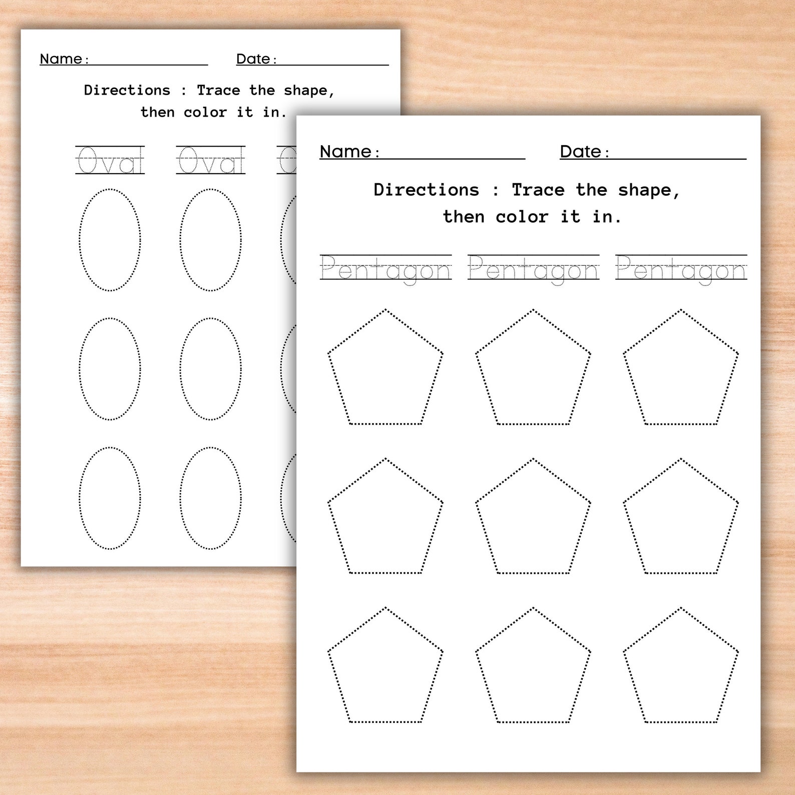 Trace the Shape Worksheets, Basic Shape Recognition, Shape Learning ...
