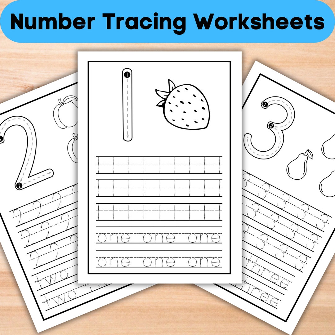Preschool Numbers Tracing Worksheet Handwriting Practice - Etsy