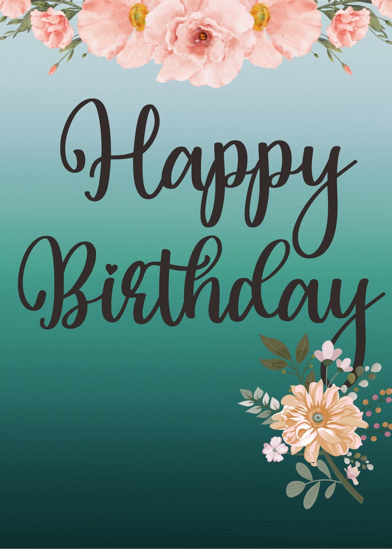 Digital Printable Birthday Cards, Birthday Greetings, Birthday Template ...