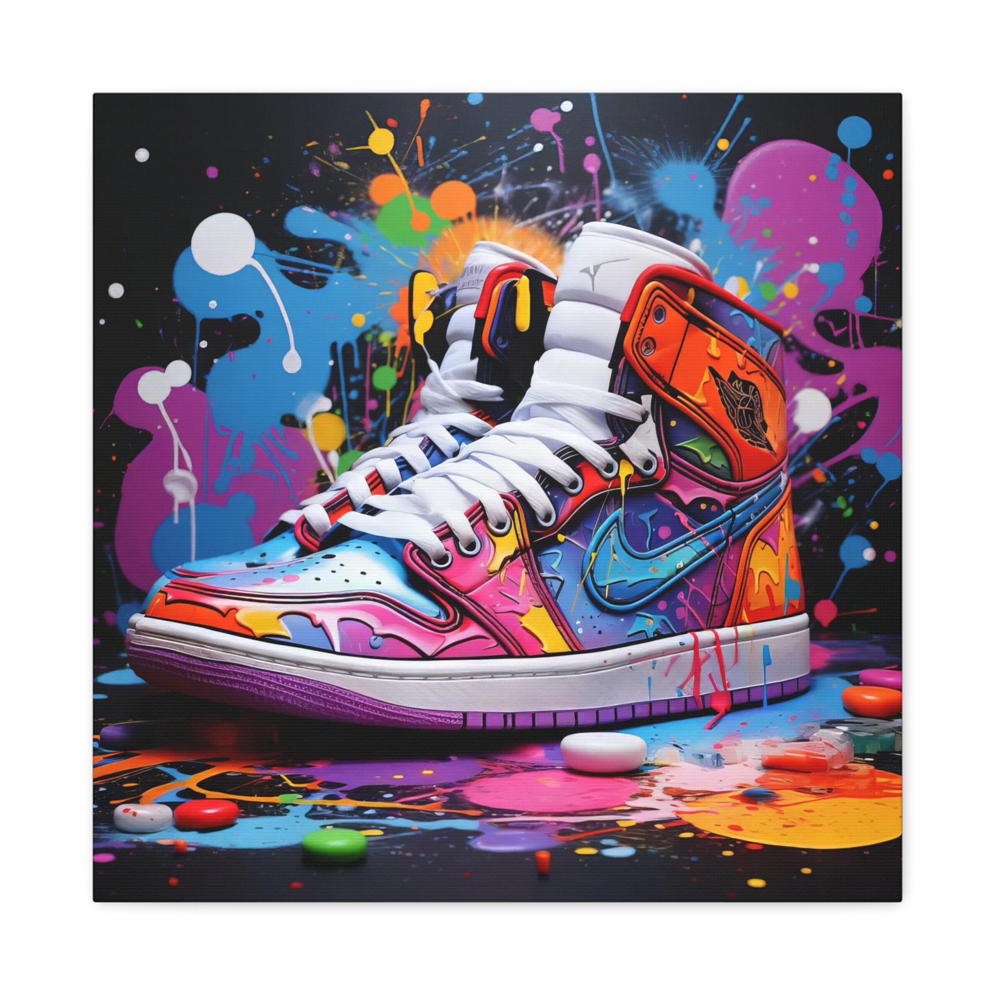 Jordan Graffiti Canvas Wall Art, Air Jordan Canvas Wall Art, Jordan 1 ...