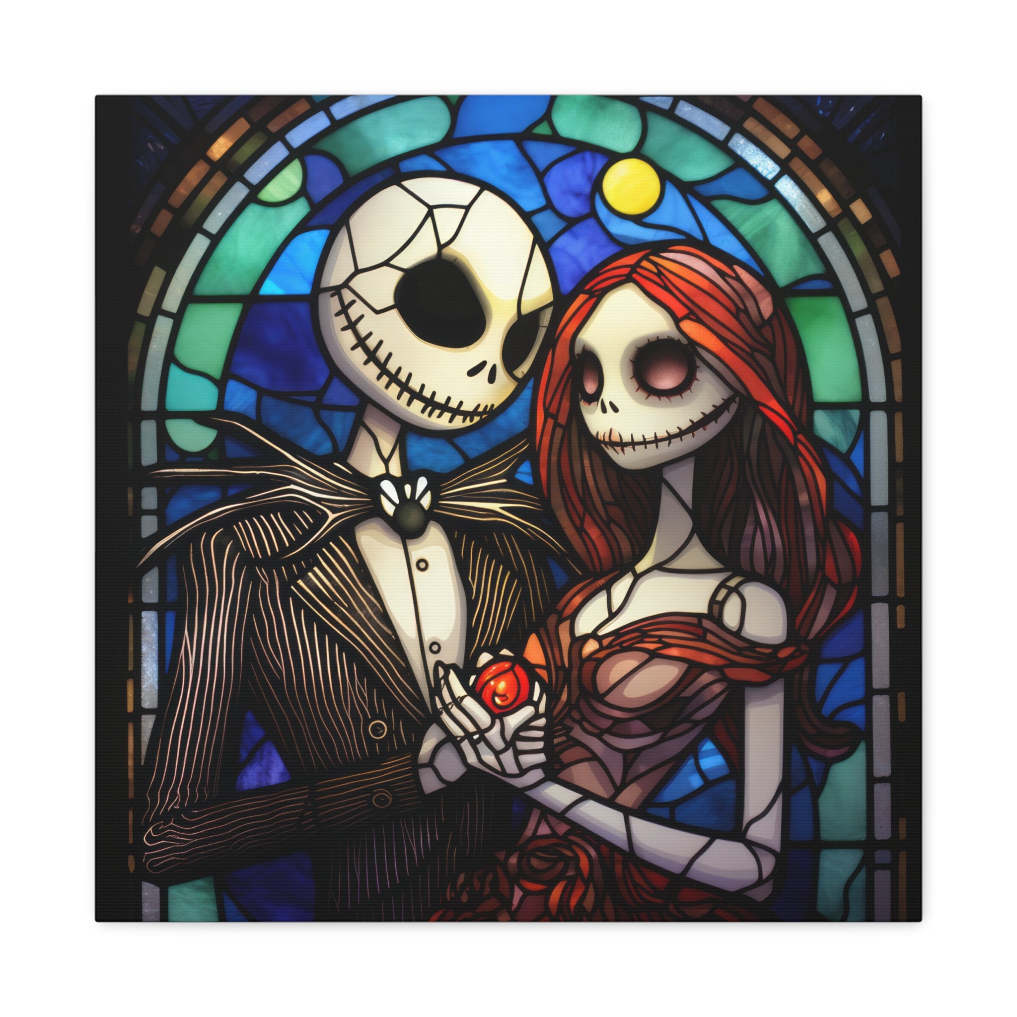 Jack Skellington and Sally Stained Glass Inspired Canvas Wall Décor ...