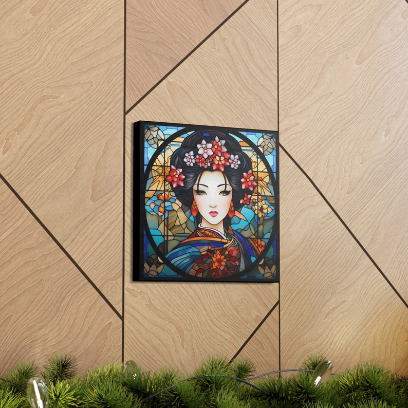 Stained Glass Geisha Canvas, Geisha Wall Decor, Geisha Gift Ideas, Home ...