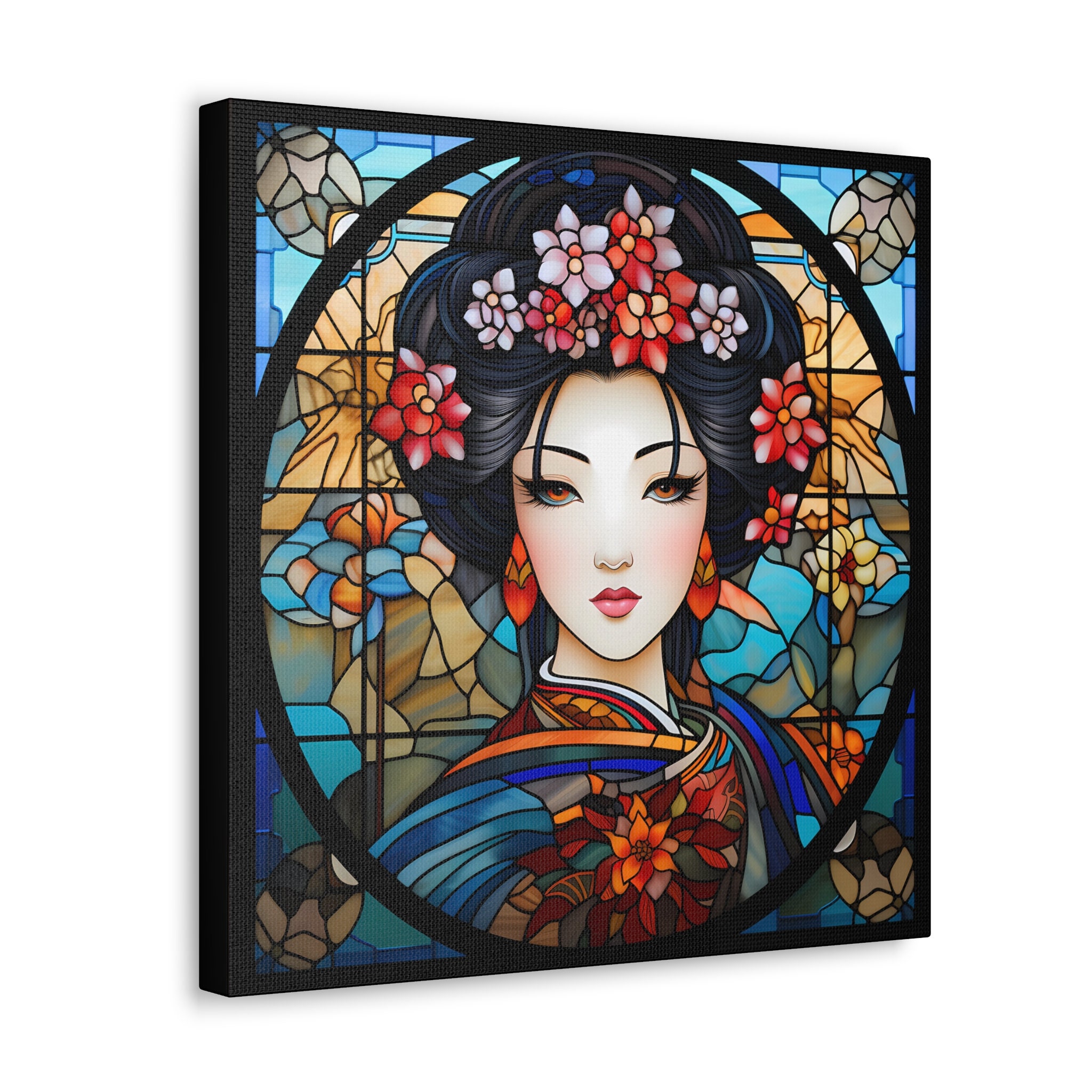 Stained Glass Geisha Canvas, Geisha Wall Decor, Geisha Gift Ideas, Home ...