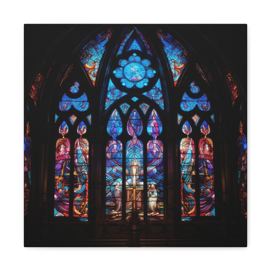 Antique Gothic Church, Stained Glass Canva, Renaissance Cathedral ...