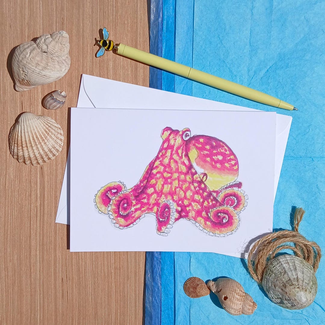 Greetings Card, Octopus, Birthday, Thank You, Nature Lovers Card - Etsy