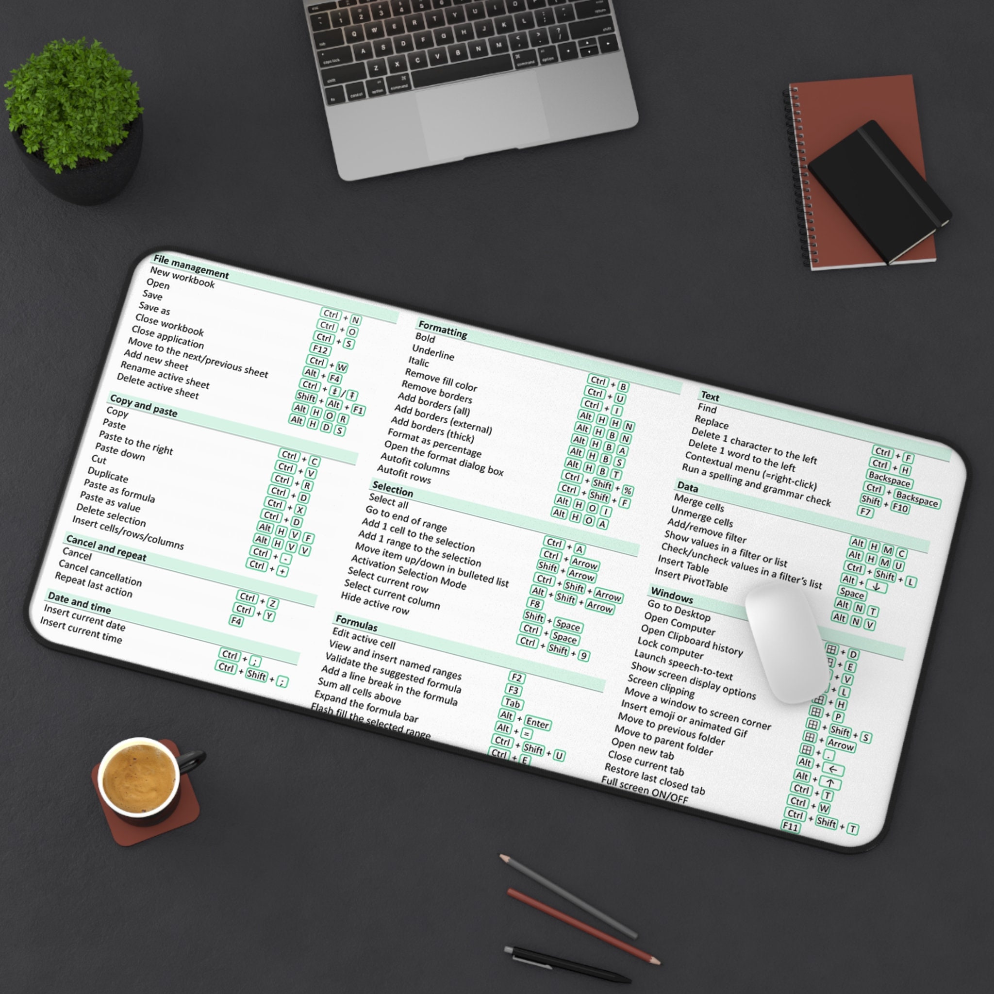 Excel Shortcut Cheatsheet Mousepad / Desk Mat - Etsy