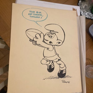 Original Rare & Collectible Peyo Smurfs Marker Drawing 1980 Pierre ...