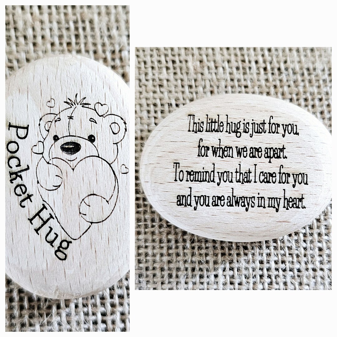 Small Wooden Pebble Pocket Hug Gift - Pebble Gift. Gift for Loved Ones ...
