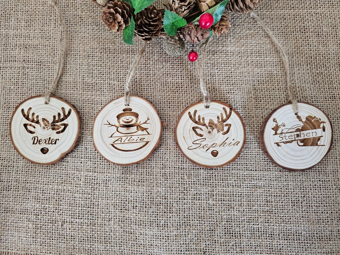 Personalised Log Slice Christmas Decoration - Etsy