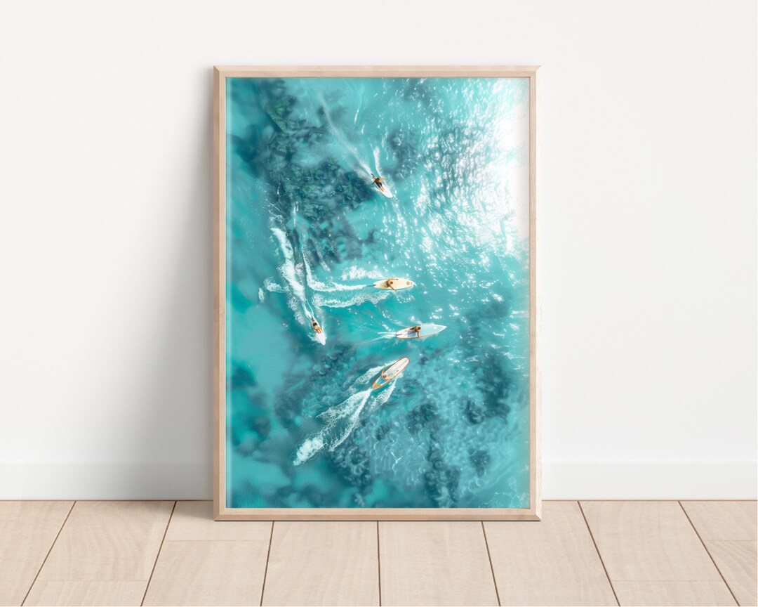 Aerial Surfers Wall Art, Surfers Print, Aerial Beach Prints, Aerial ...