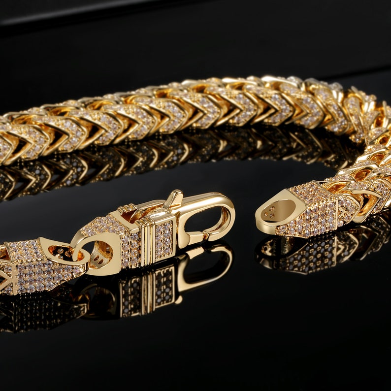 14k Gold Plated Cuban Link Chain Bracelets 6mm, Men's Hip Hop Miami ...