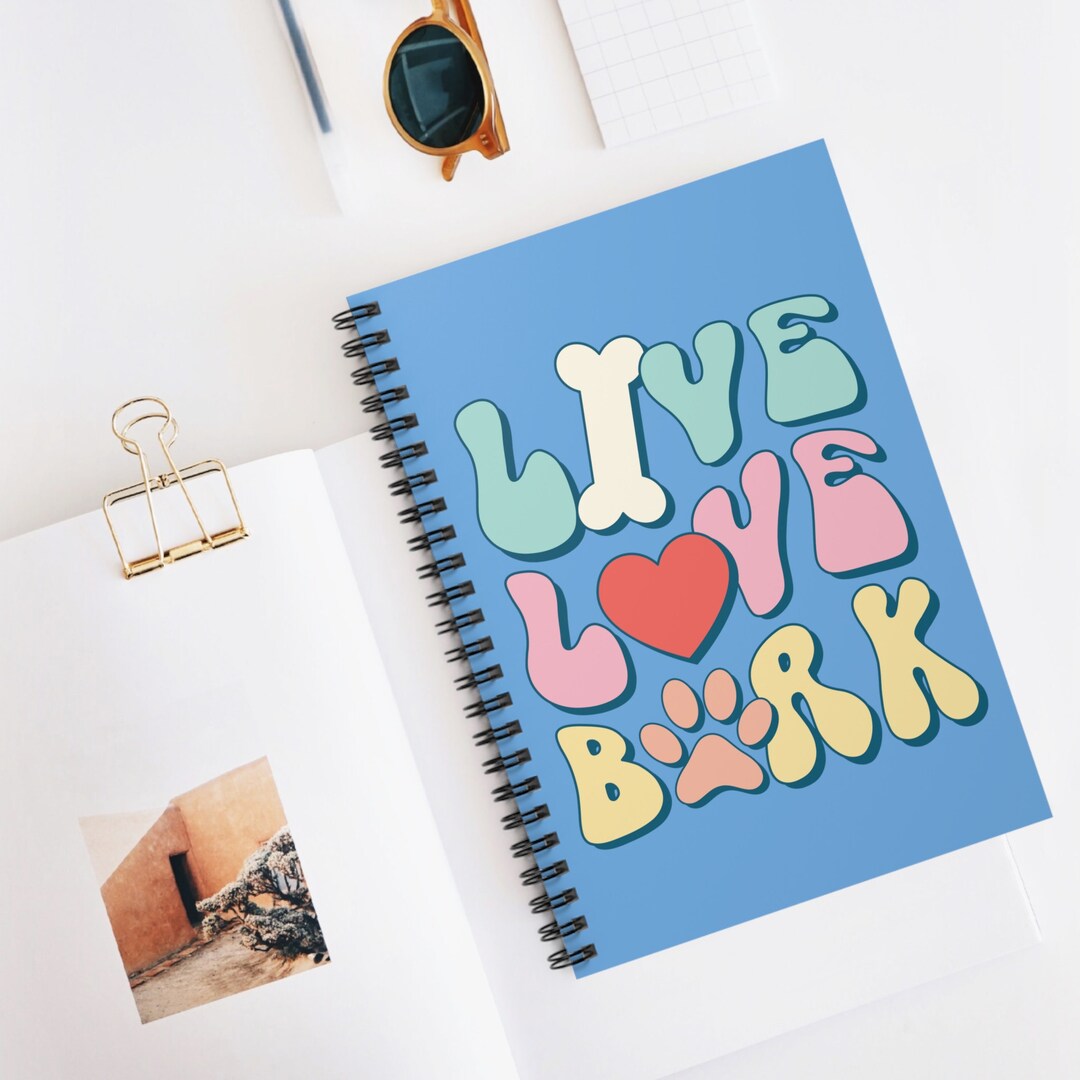Live Love Bark, Dog Lover Spiral Notebook Ruled Line - Etsy