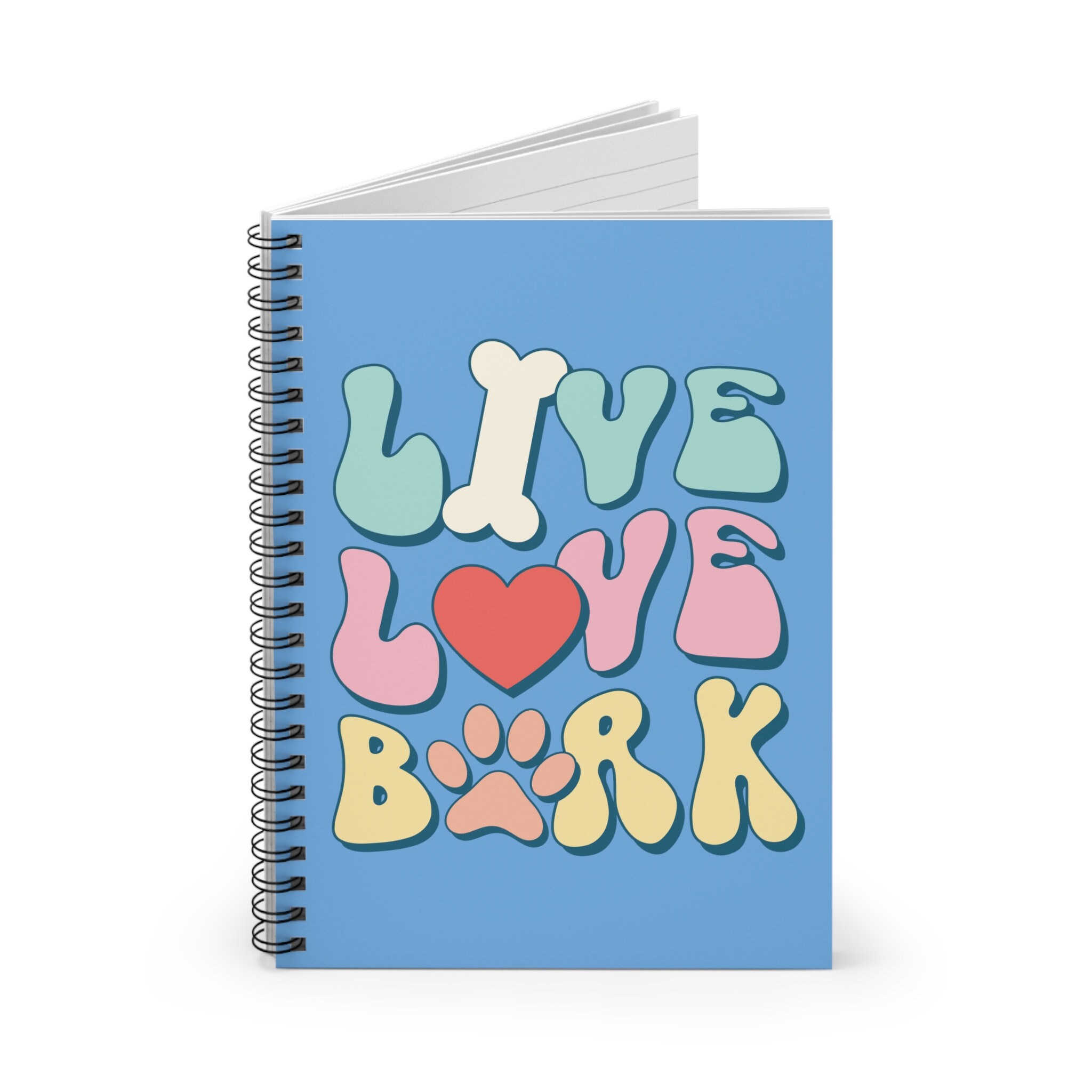 Live Love Bark, Dog Lover Spiral Notebook Ruled Line - Etsy